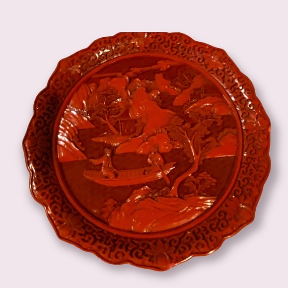 Vintage | Accents | Vintage Carved Cinnabar Decorative Plate | Poshmark